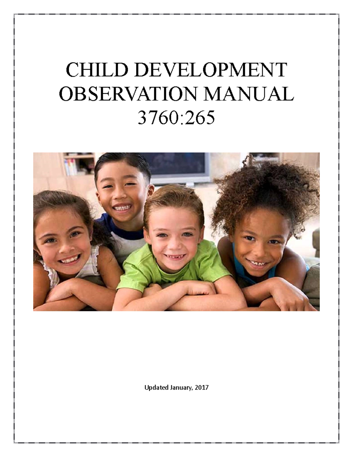Observation manual - CHILD DEVELOPMENT OBSERVATION MANUAL 3760: Updated ...