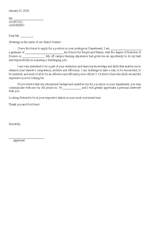 Recommendation Letter Sample - August 30, 2023 Municipal Mayor Office ...