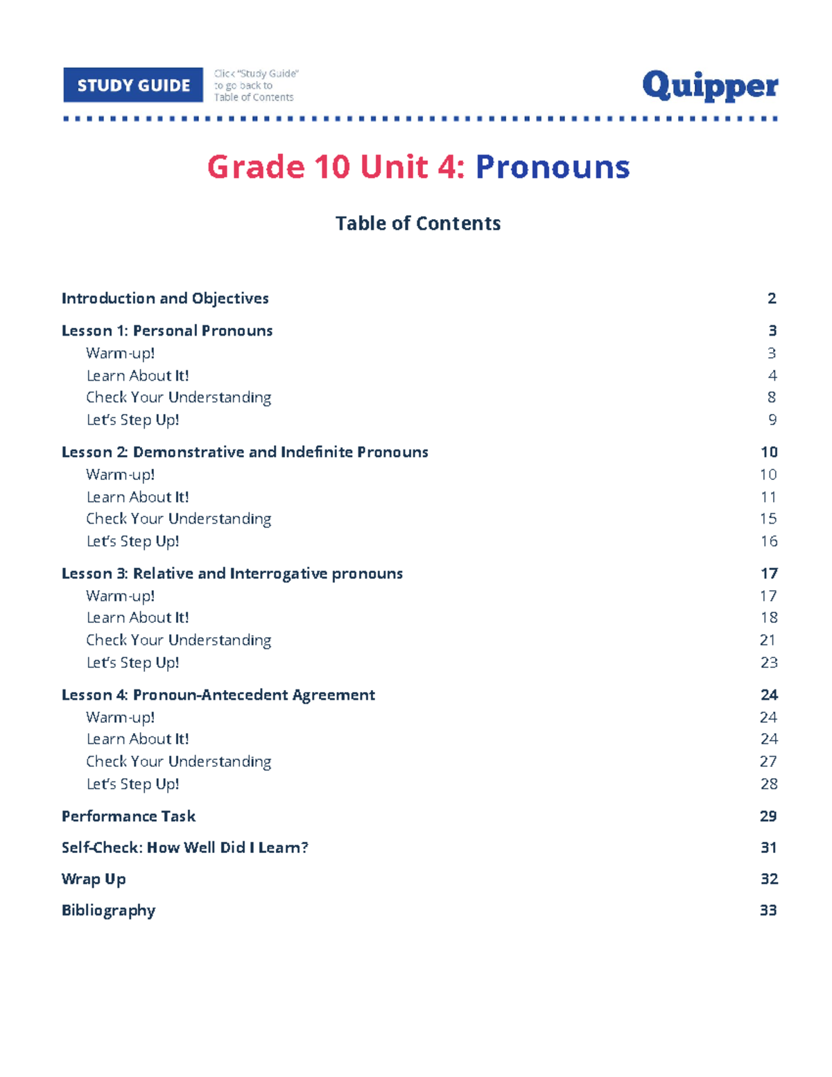 English Grade-10 Unit-4 Pronouns - Grade 10 Unit 4: Pronouns ...