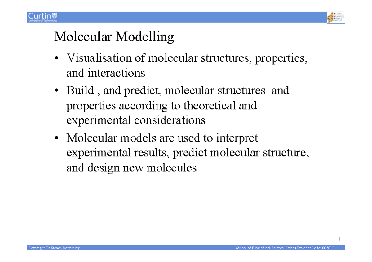 Molecular Model 1 09 - Lecture notes 7 - 1 Molecular Modelling ...