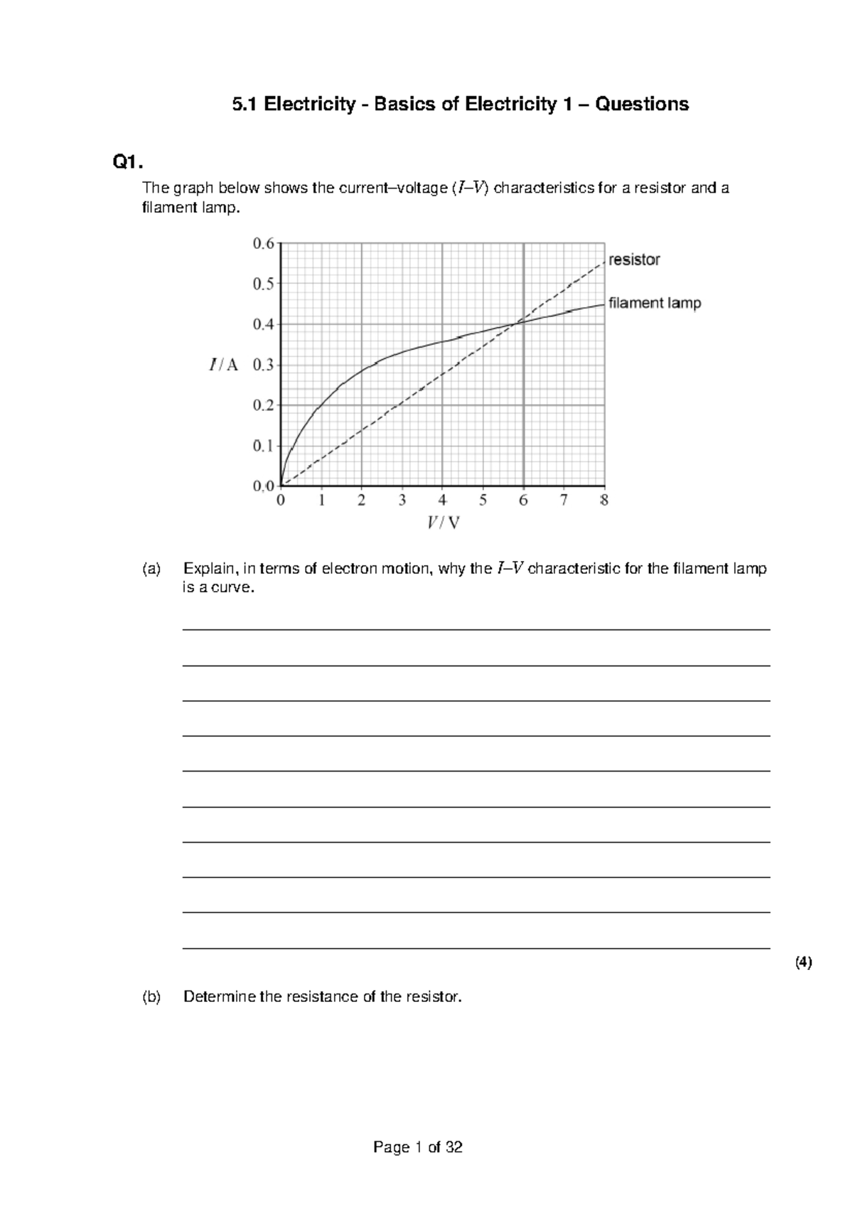 5.1 Electricity - Basics of Electricity 1 Questions - 5 Electricity ...