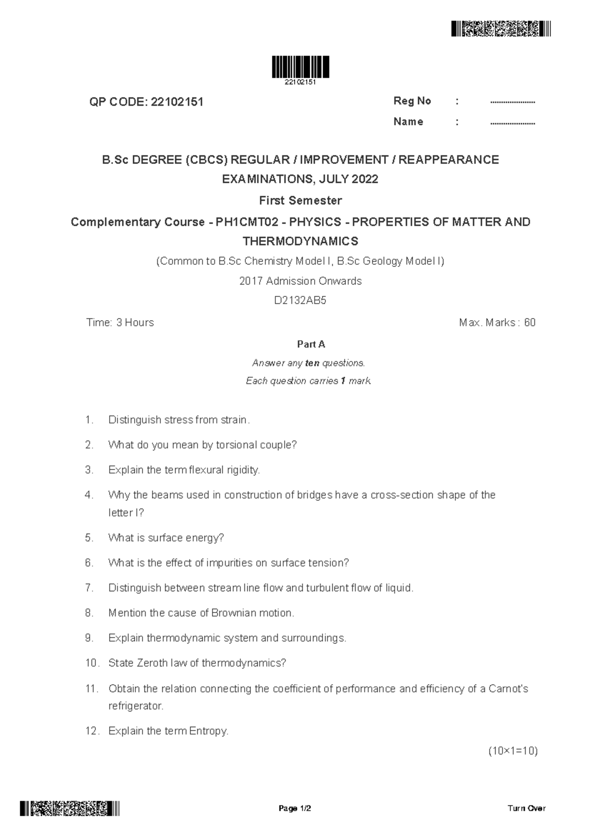 DOC-20231102-WA0004 - 2022 - QP CODE: 22102151 Reg No : ..................... Name : - Studocu