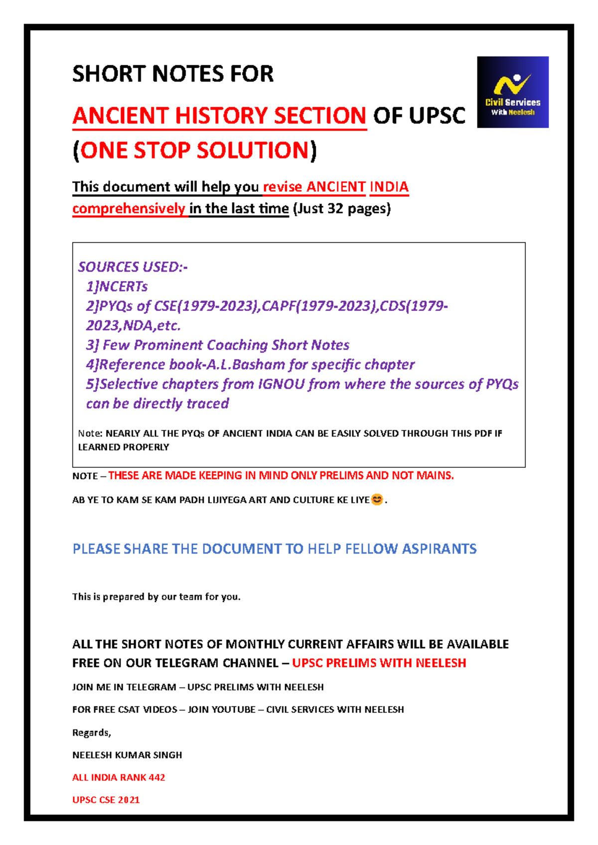 Ancient History Handwritten Notes - SHORT NOTES FOR ANCIENT HISTORY ...