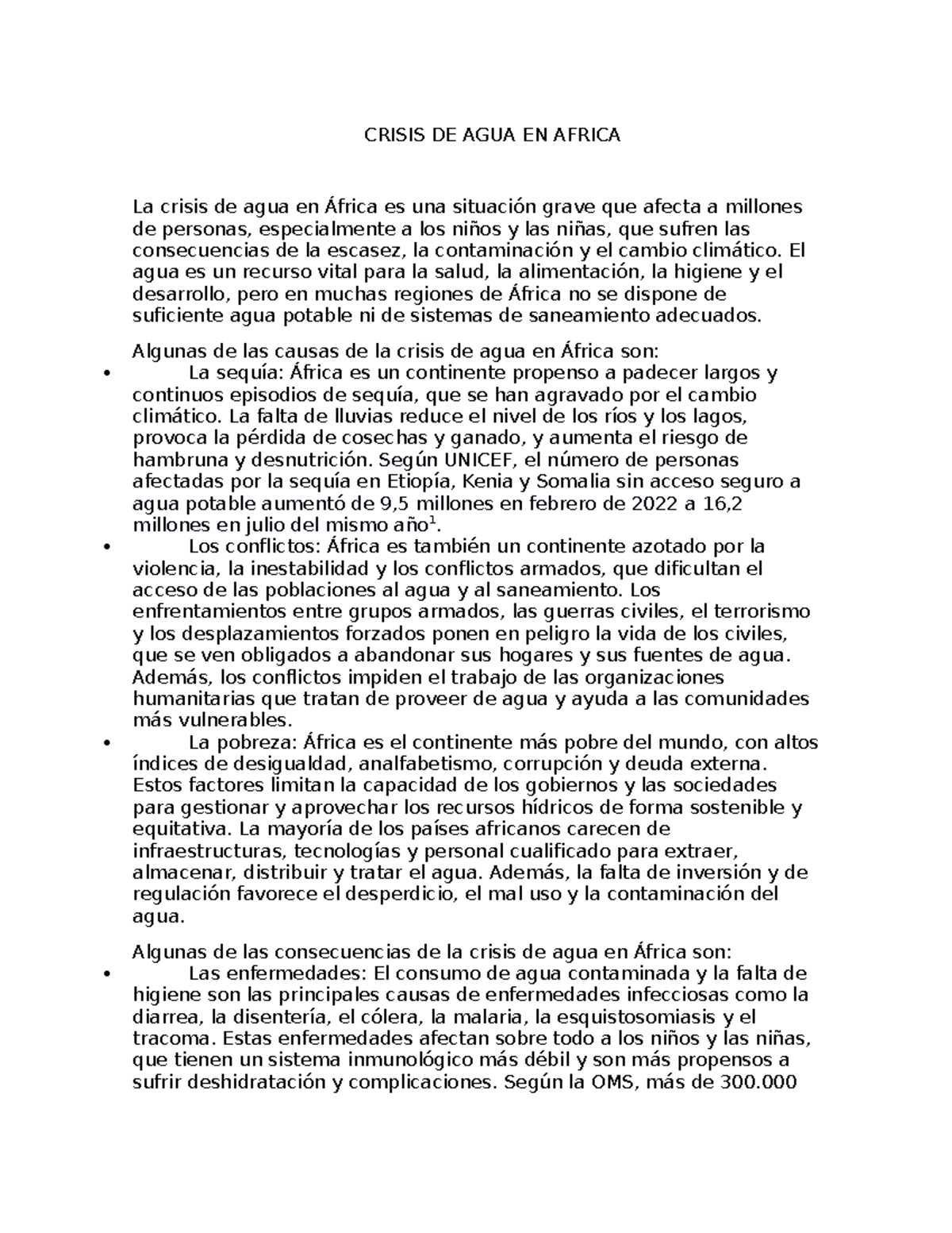 Crisis de agua en africa - CRISIS DE AGUA EN AFRICA La crisis de agua ...