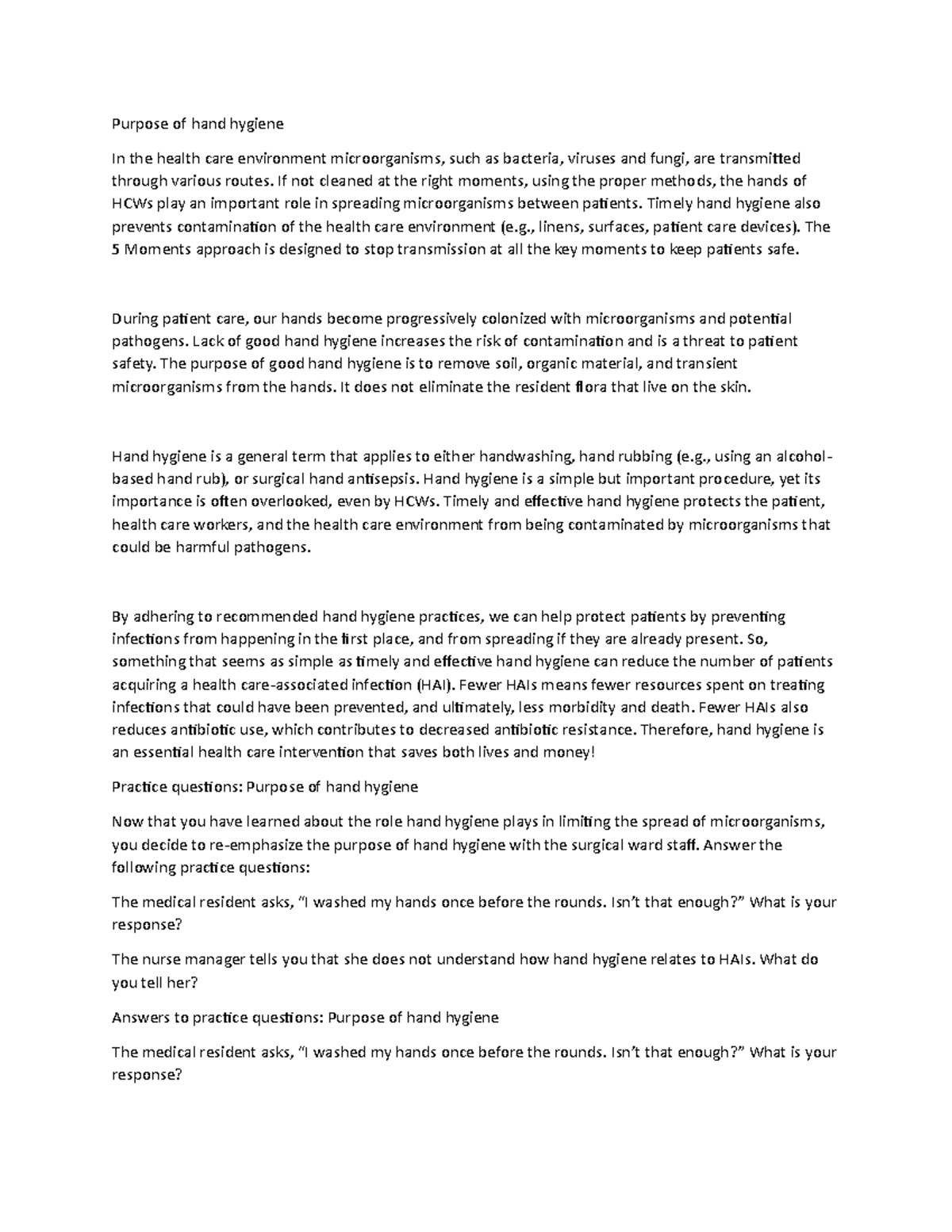 Hand hygiene - (HLTINF001) Infection Prevention And Control Policies ...