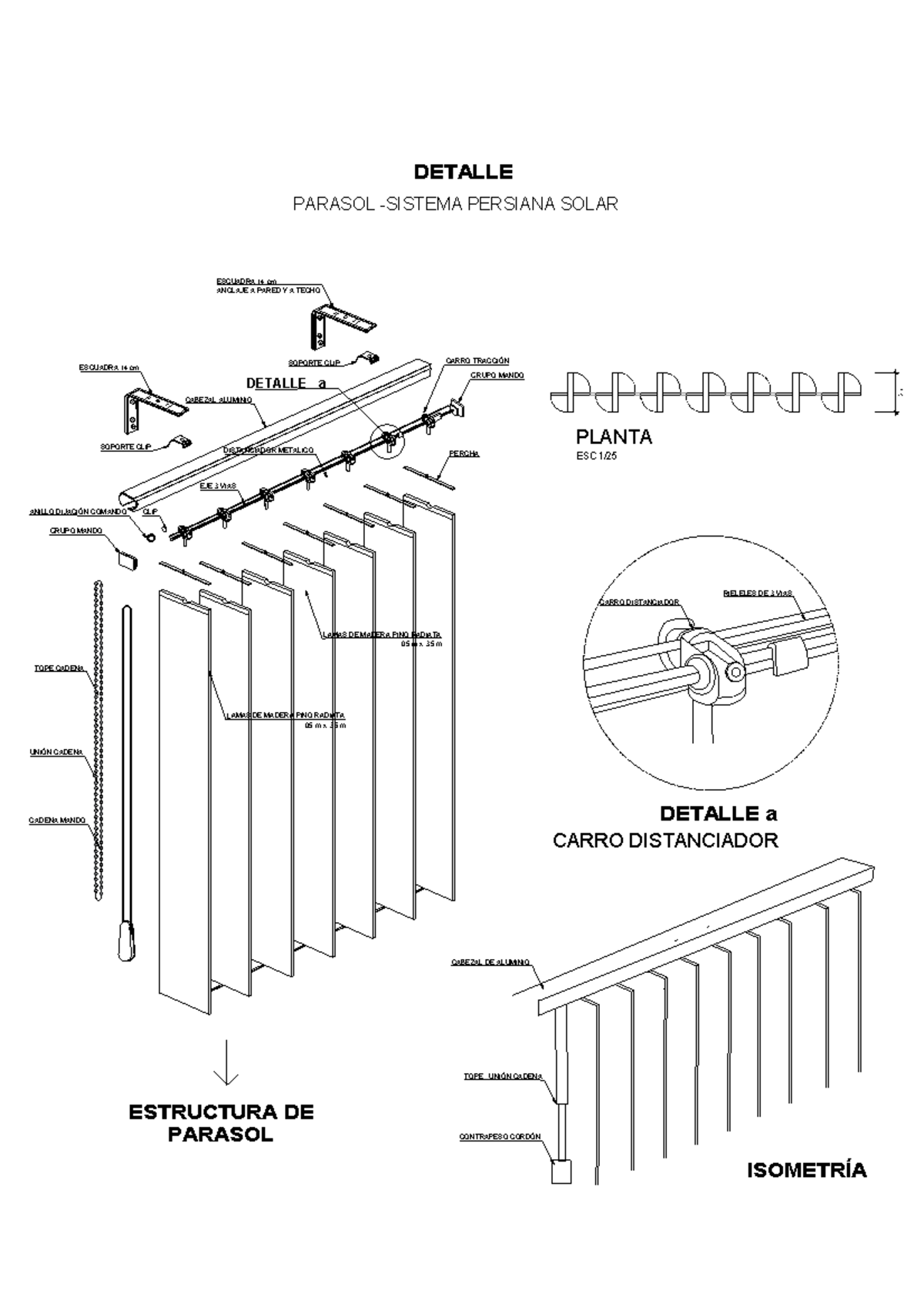 Detalle constructivo parasol - PLANTA DETALLE PARASOL -SISTEMA PERSIANA ...