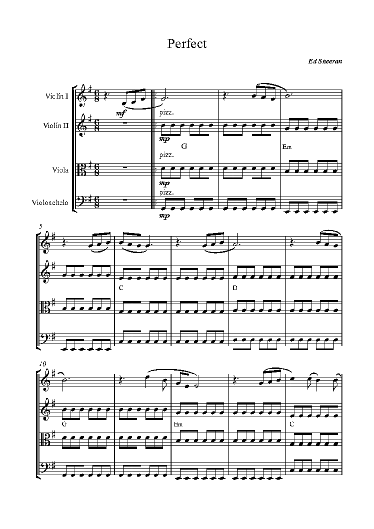 Perfect - Partitura completa - ° ¢ ° ¢ ° ¢ ™ ™ ™ ™ ™ ™ ™ ™ Violín I Violín II Viola Violonchelo ...