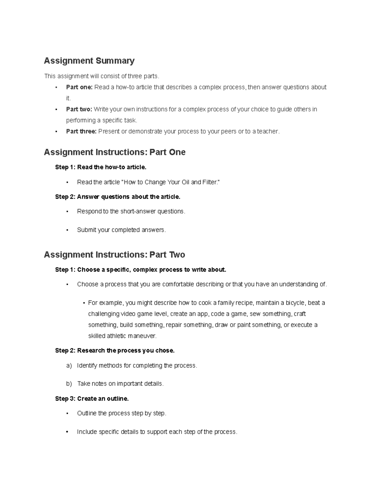 Project-Complex Processes-Student Guidee - Assignment Summary This ...