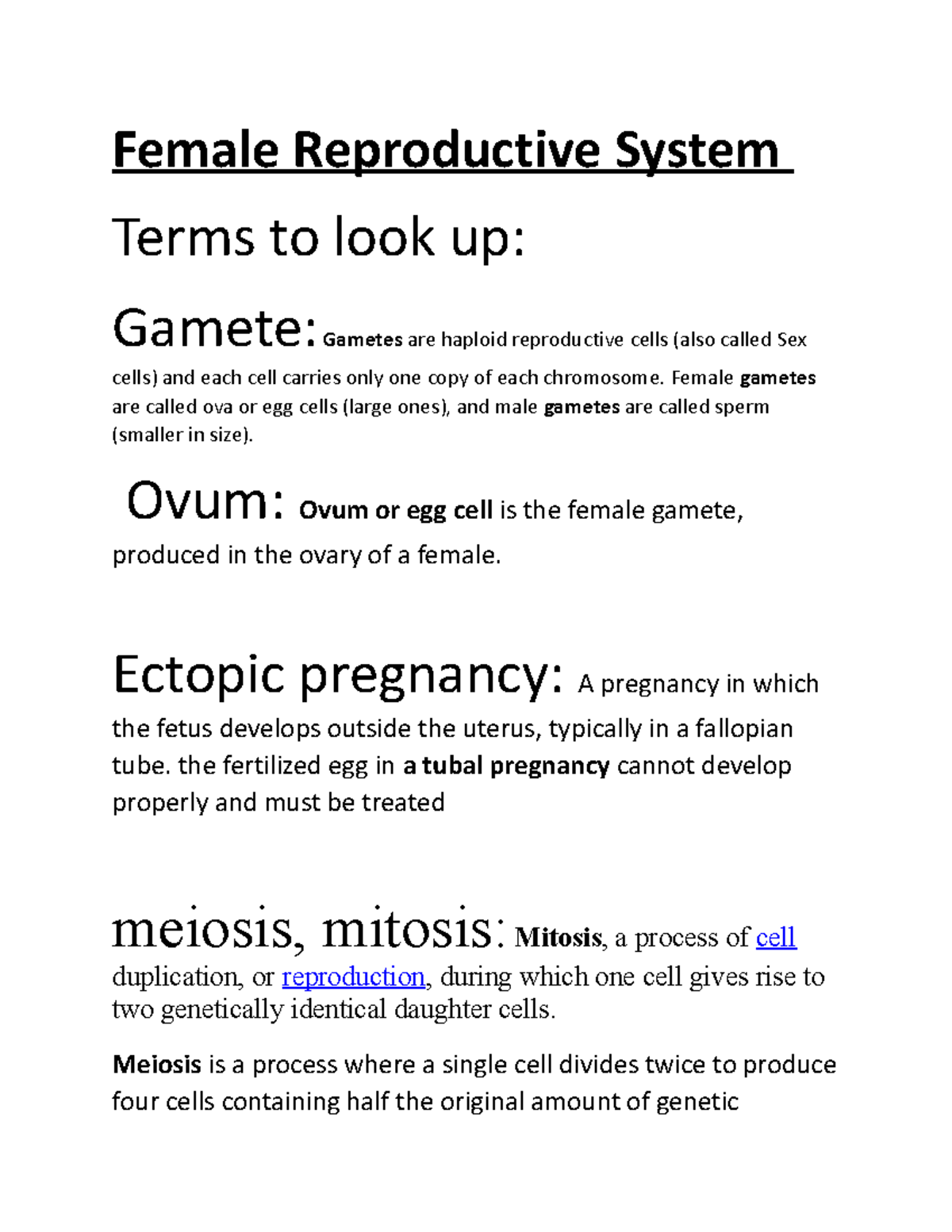 Female Reproductive System - Female Reproductive System Terms to look ...