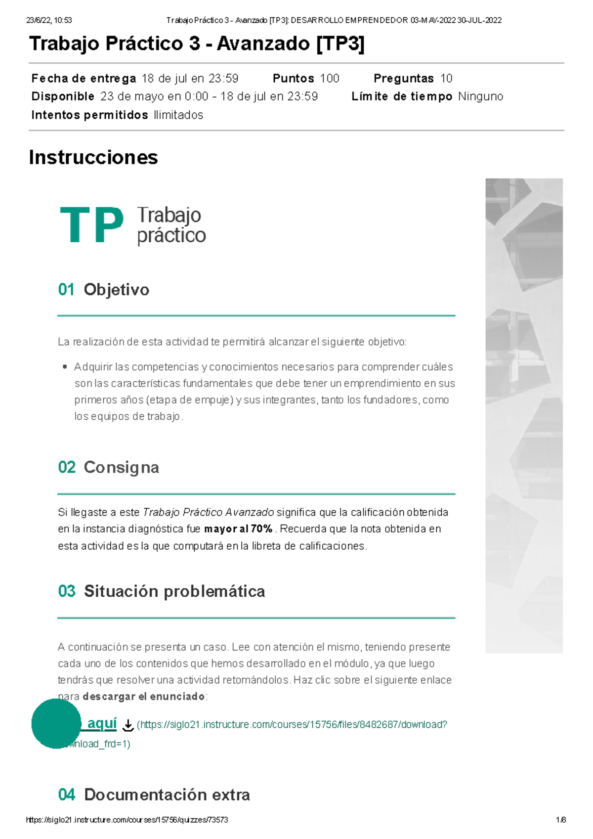 Trabajo Práctico 3 - Avanzado [TP3] - 02 Consigna Si llegaste a este Trabajo Práctico Avanzado ...