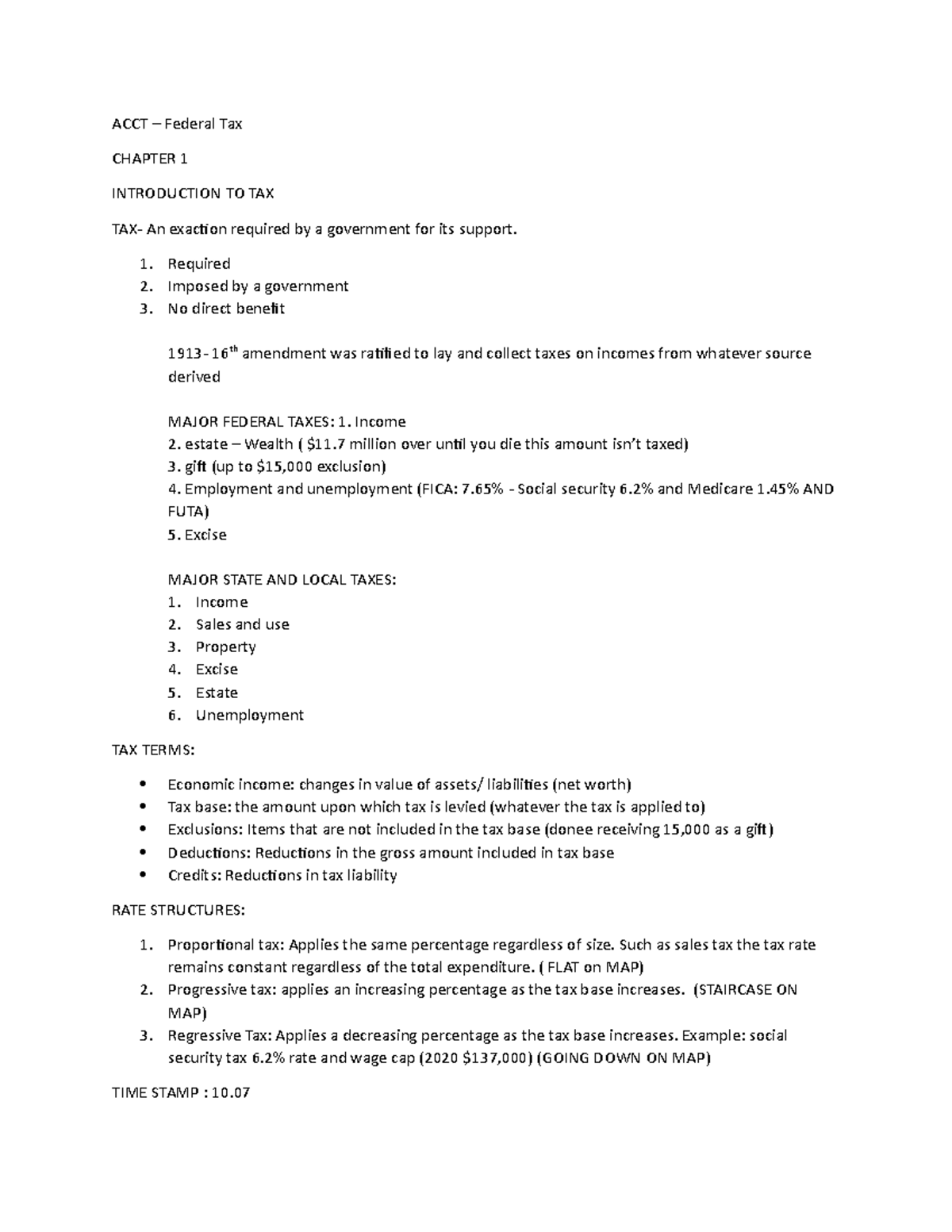Federal TAX CHAPTER 1 - ACCT – Federal Tax CHAPTER 1 INTRODUCTION TO ...