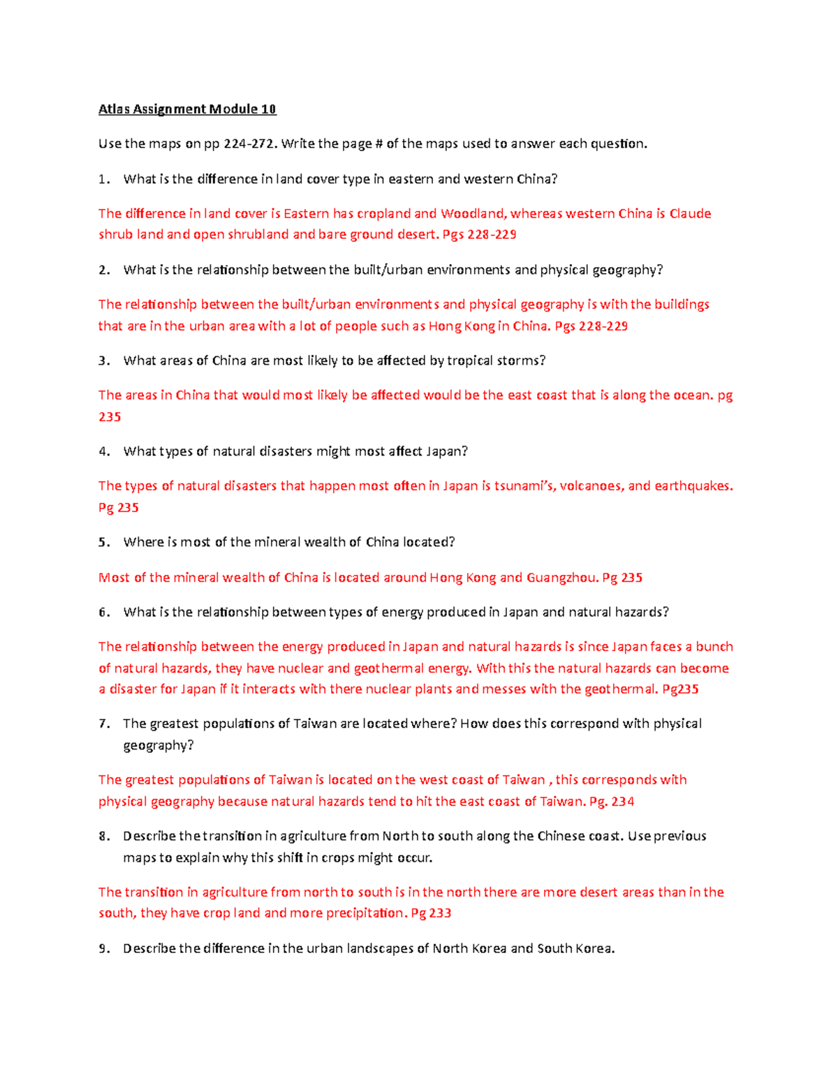 GEOG 330 Atlas Assignment East Asia Module 10 - Atlas Assignment Module ...