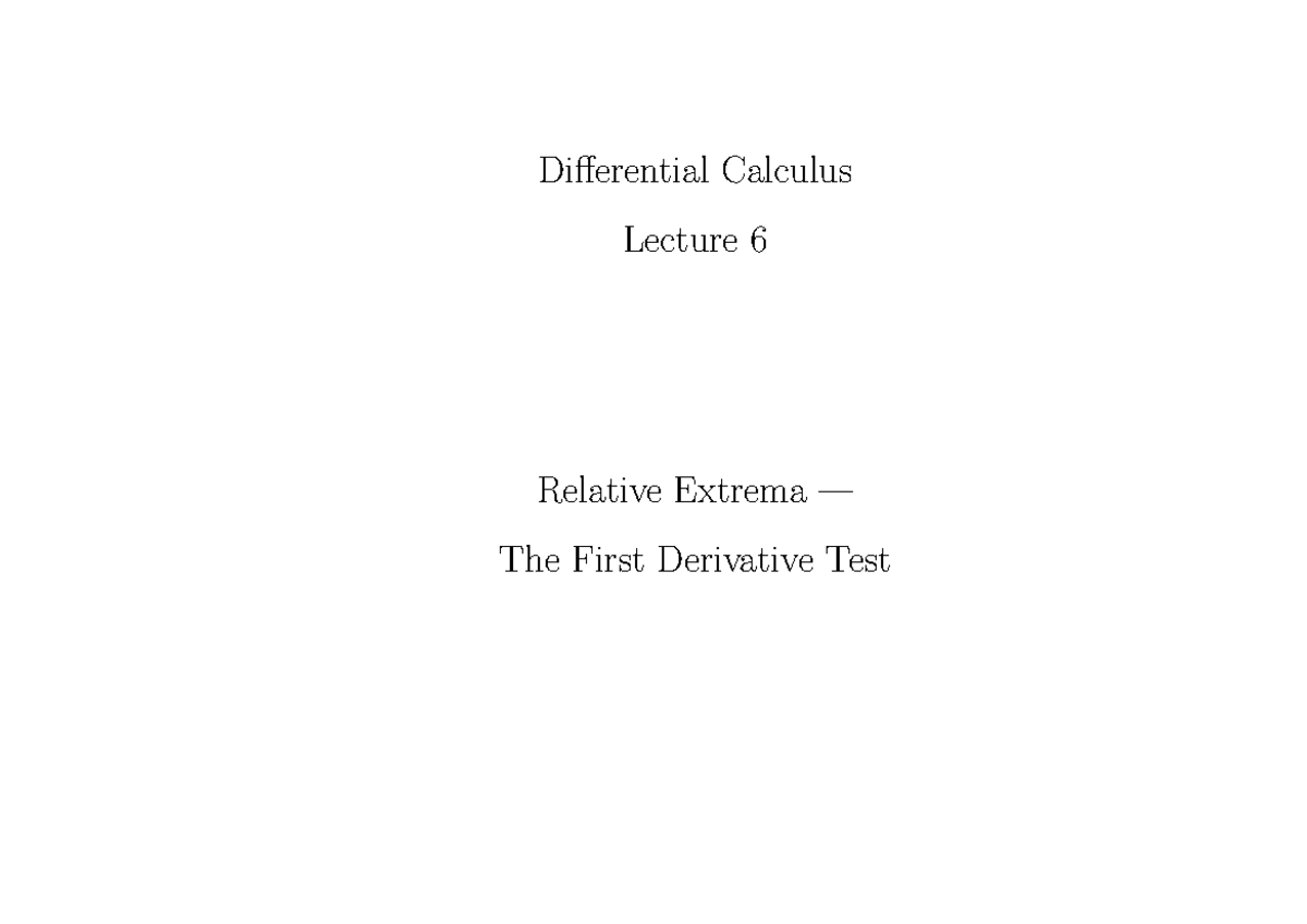 Dc6 lva-1 - MATHEMATICS SUMMARY OF DIFFERENTIAL CALCULUS - Differential ...