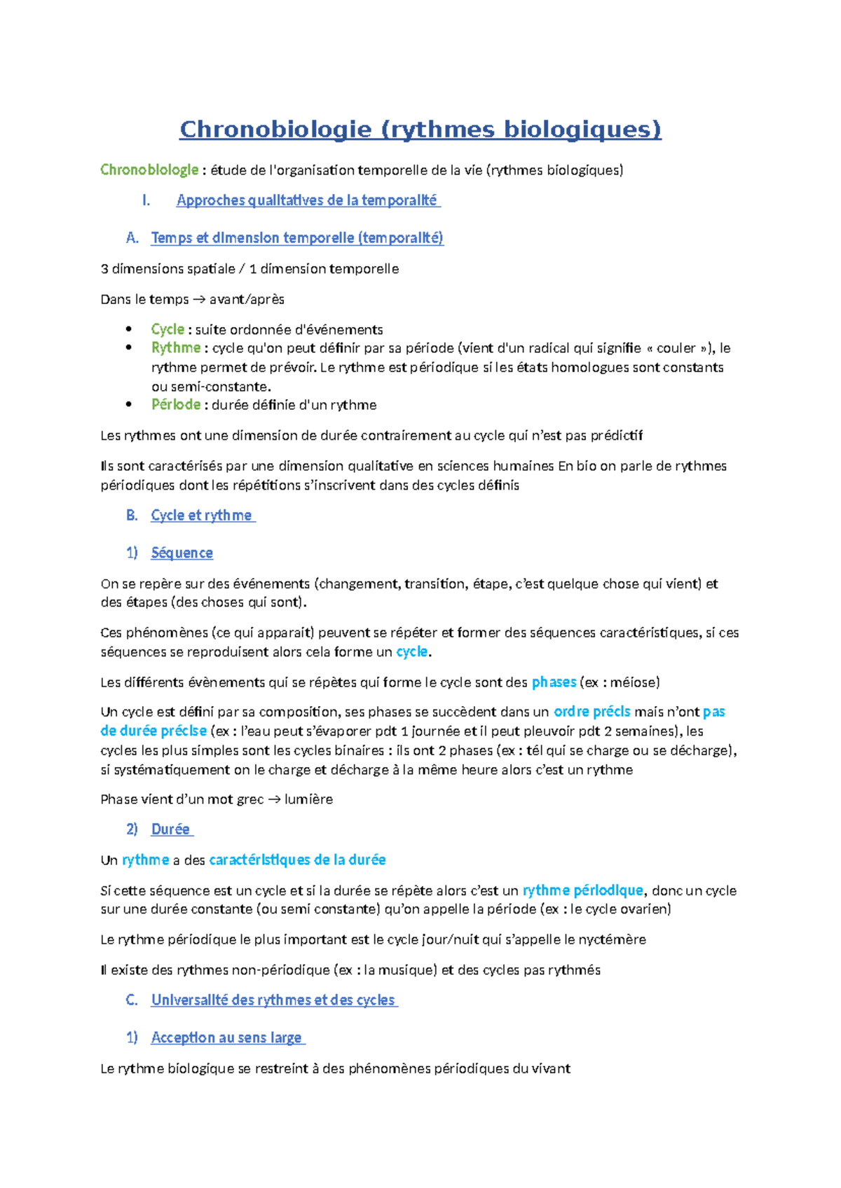 Chronobiologie - Approches qualitatives de la temporalité A. Temps et ...