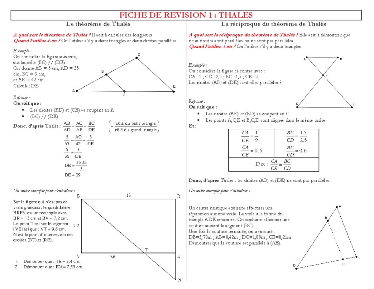 Fiches maths 2nde - Notes de cours 16 - - Studocu
