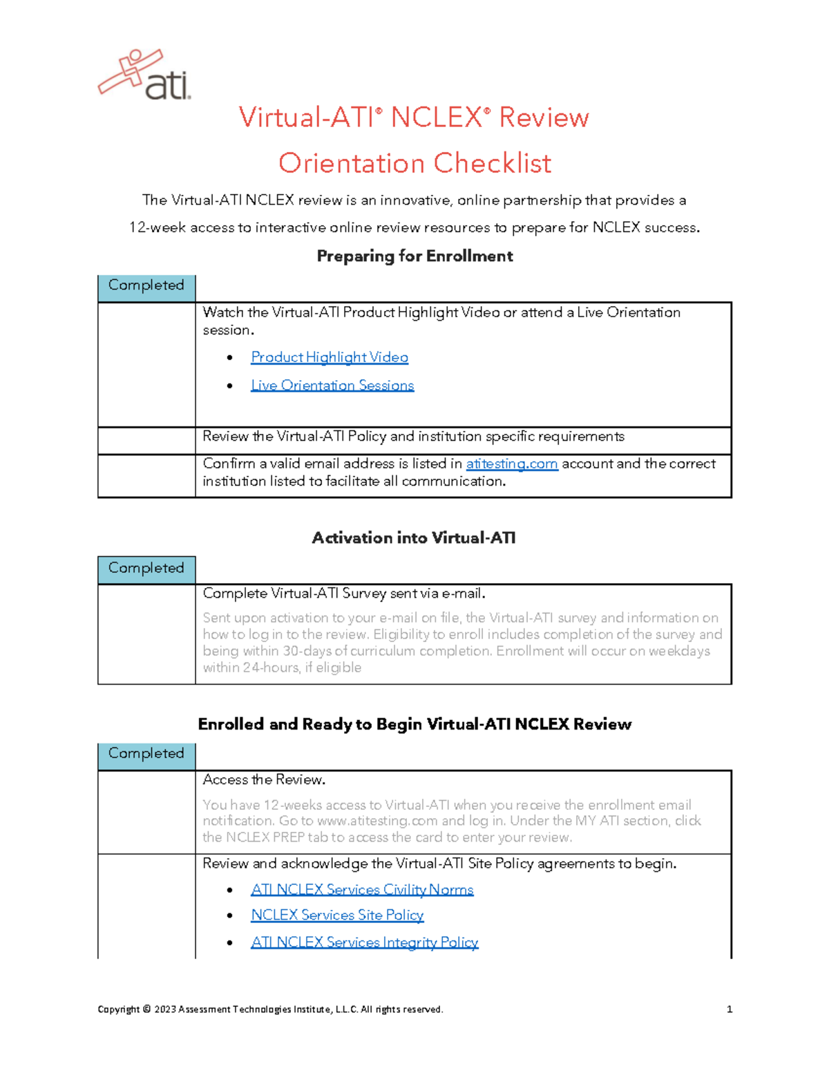 Virtual-ATI-2 - Notes notes - Copyright © 2023 Assessment Technologies ...