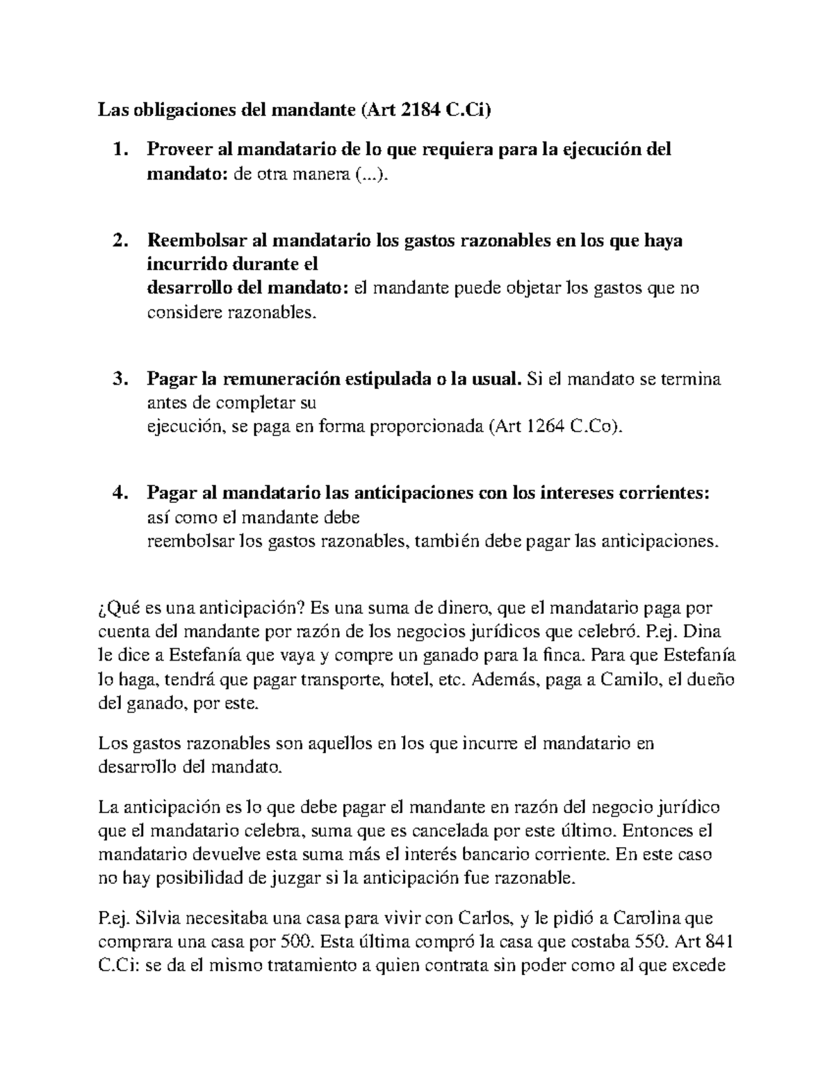 Las obligaciones del mandante - ..). Reembolsar al mandatario los ...
