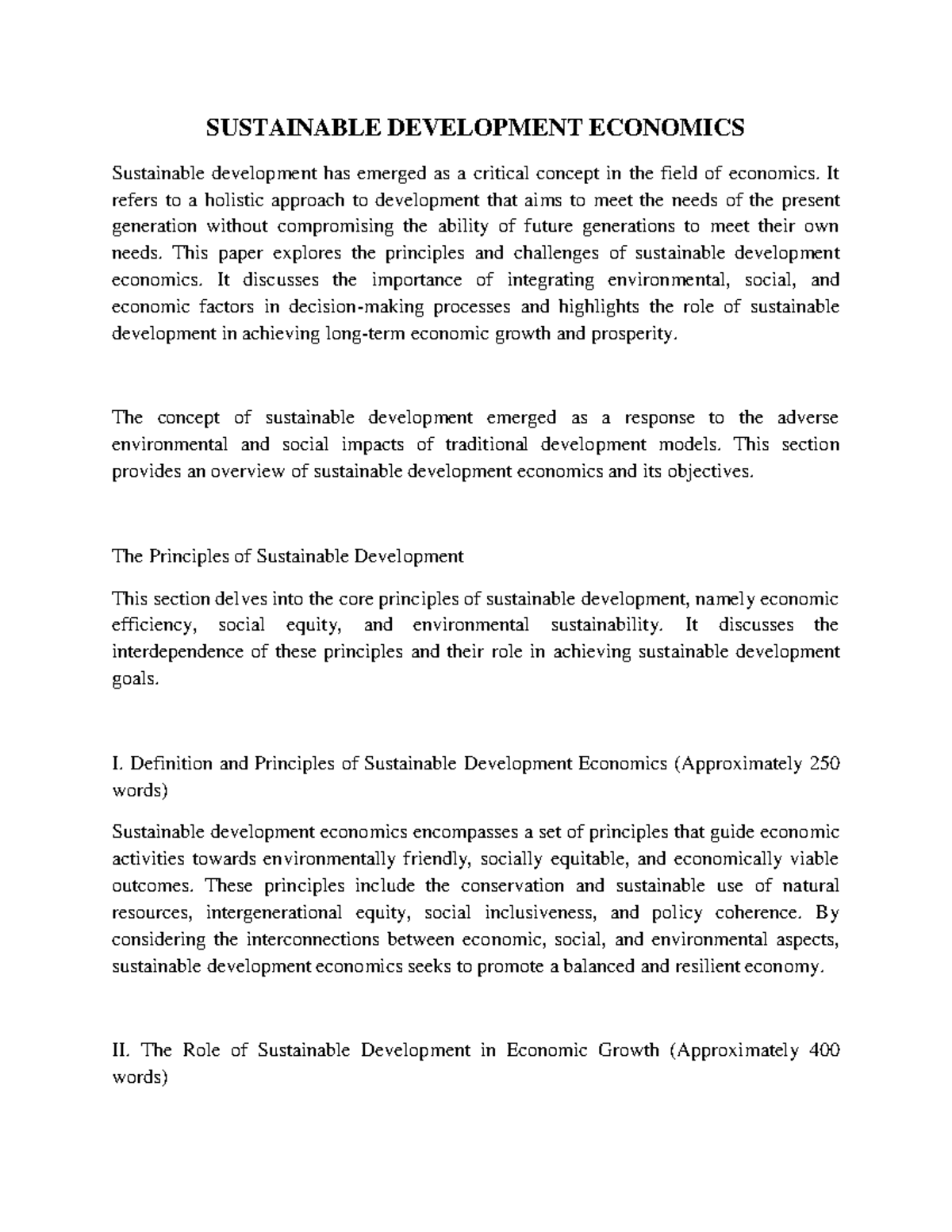 Sustainable Development Economics - SUSTAINABLE DEVELOPMENT ECONOMICS ...