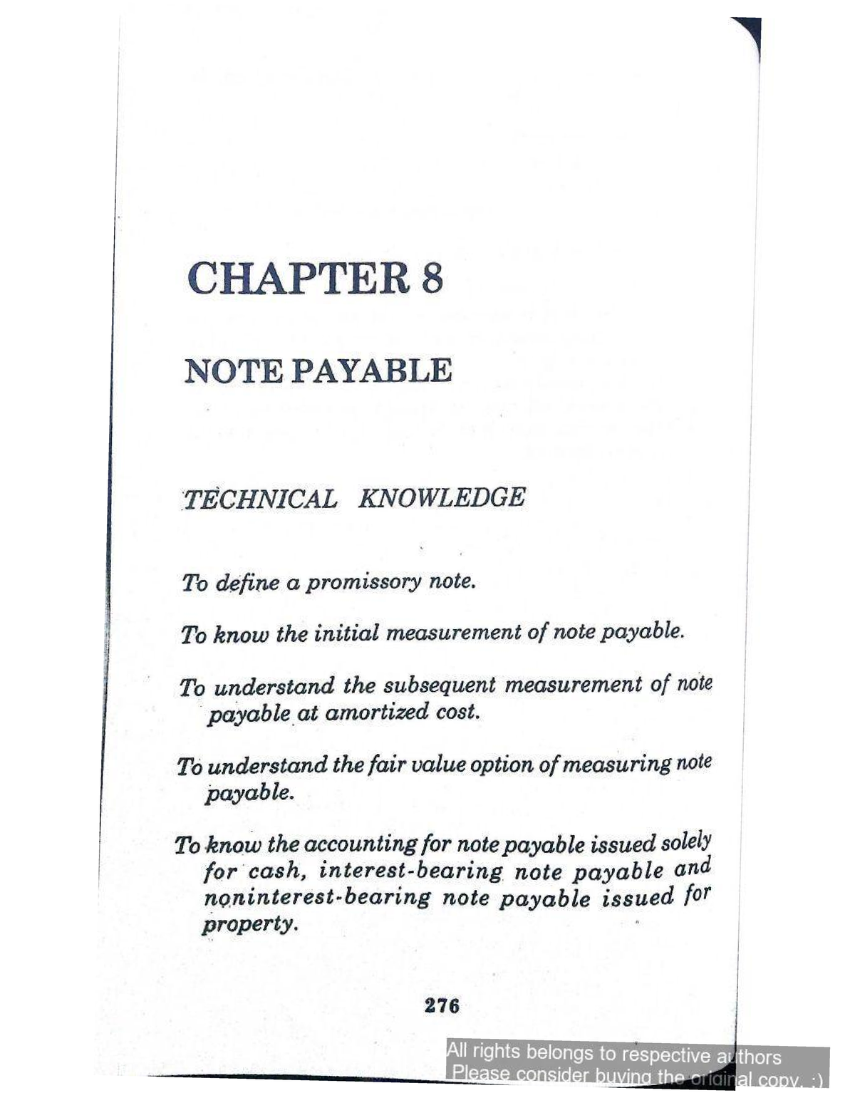Chapter 8 Notes Payable - 1 CHAPTER 8 NOTE PAYABLE TECHNICAL KNOWLEDGE ...