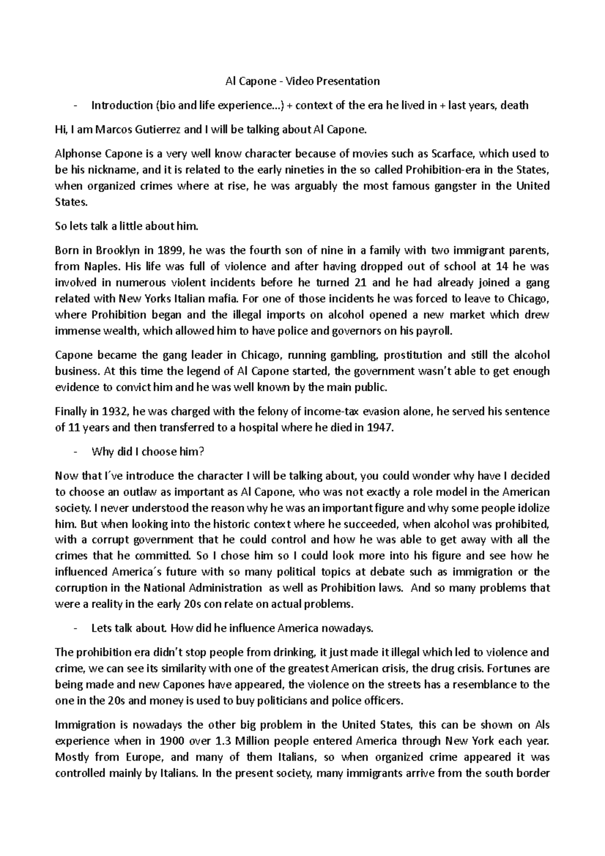Al Capone - Video Presentation - Al Capone - Video Presentation ...
