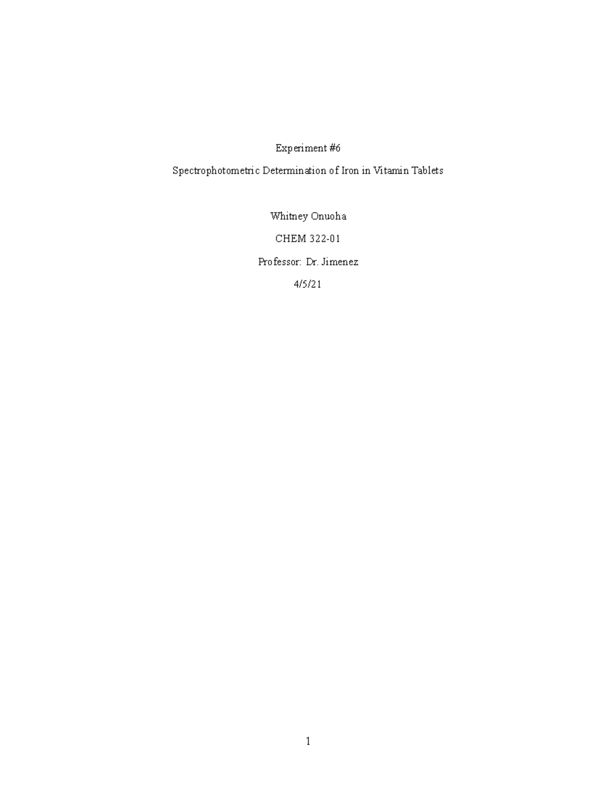 Spectrophotometric Determination of Iron in Vitamin Tablets- Full ...