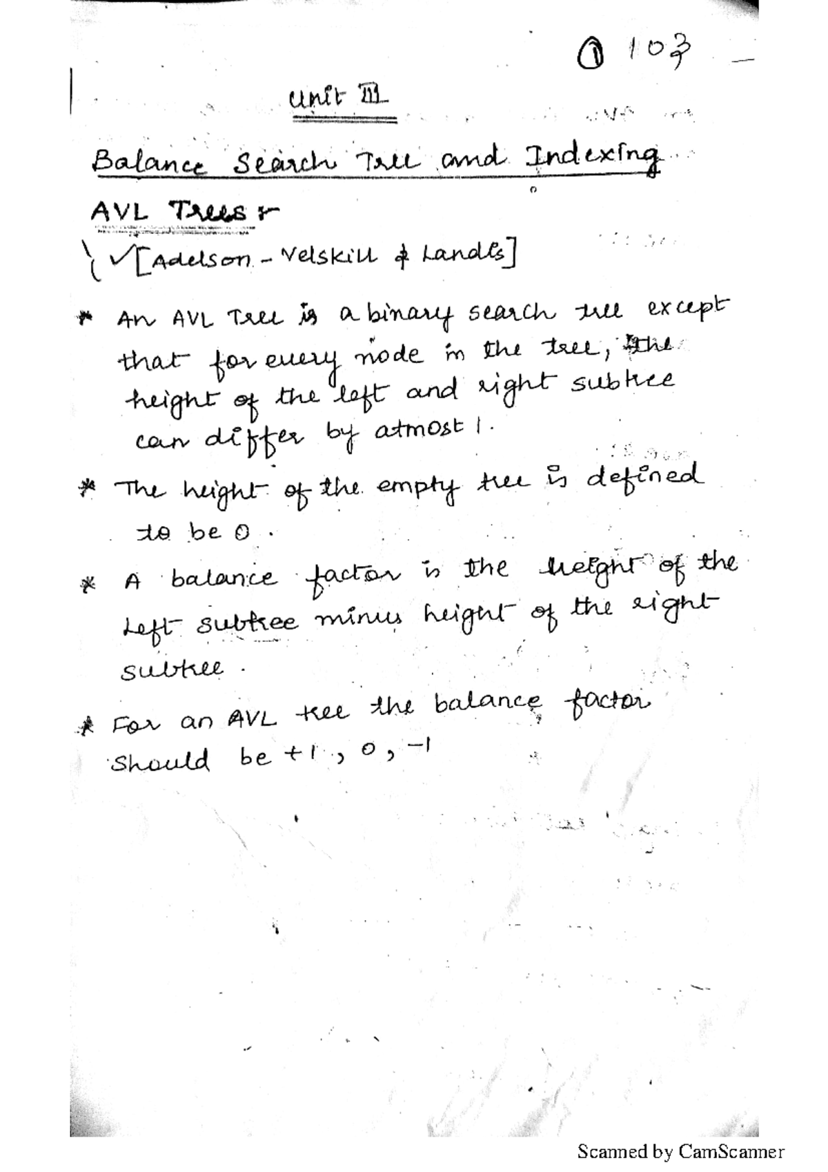 DS UNIT 3,4,5 - DSA unit_3, 4, 5 - 1 103 unit VA Balance search Tru and Indexing AVL Trees Y ...