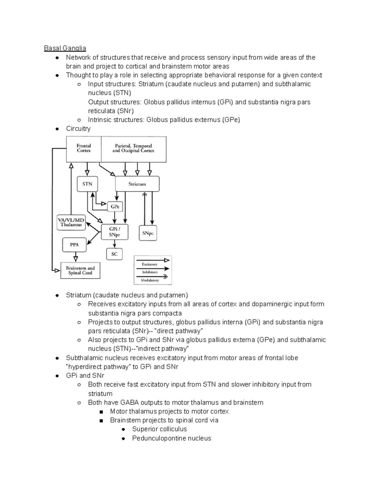 BBB Chapter 10 Notes Part 11 - Basal Ganglia Network of structures that ...