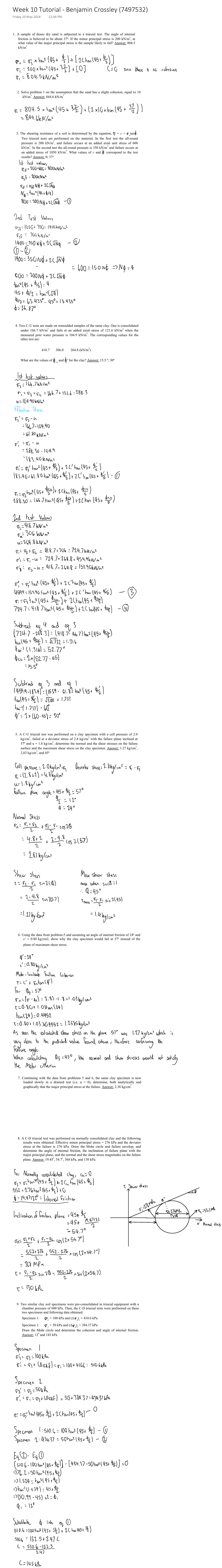 Week 10 Tutorial - Benjamin Crossley (7497532) - CIVL361 - Week 10 Tutorial - Benjamin Crossley ...