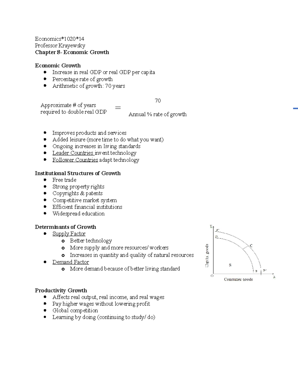 Chapter 8 Notes- Economic Growth - Professor Krayewsky Chapter Economic ...