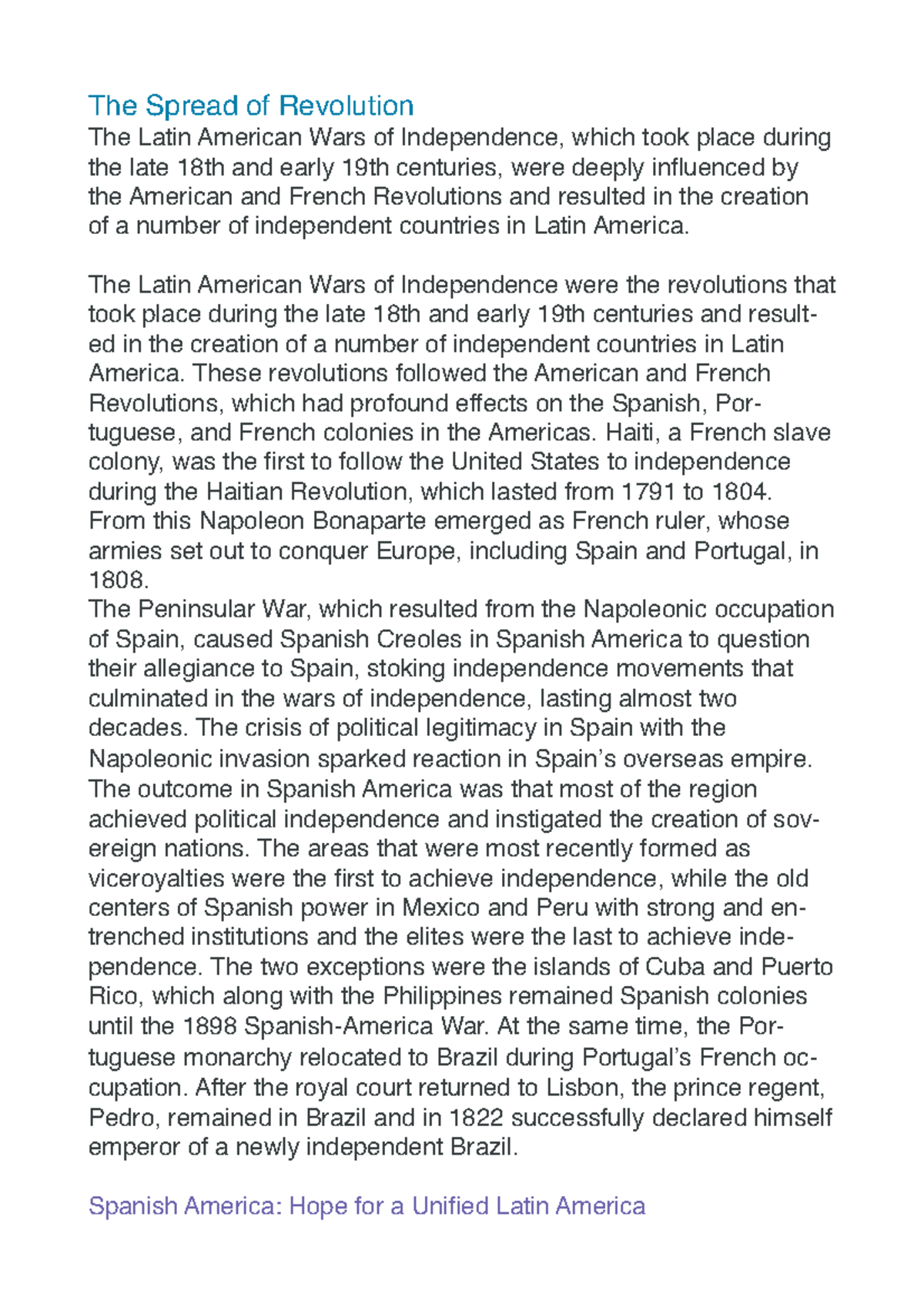 Latin American Revolution 1 - The Spread of Revolution The Latin ...