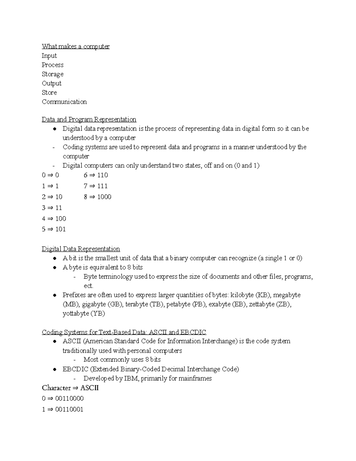Ch. 2 Notes (Processing) 1 26 22 - What makes a computer Input Process ...