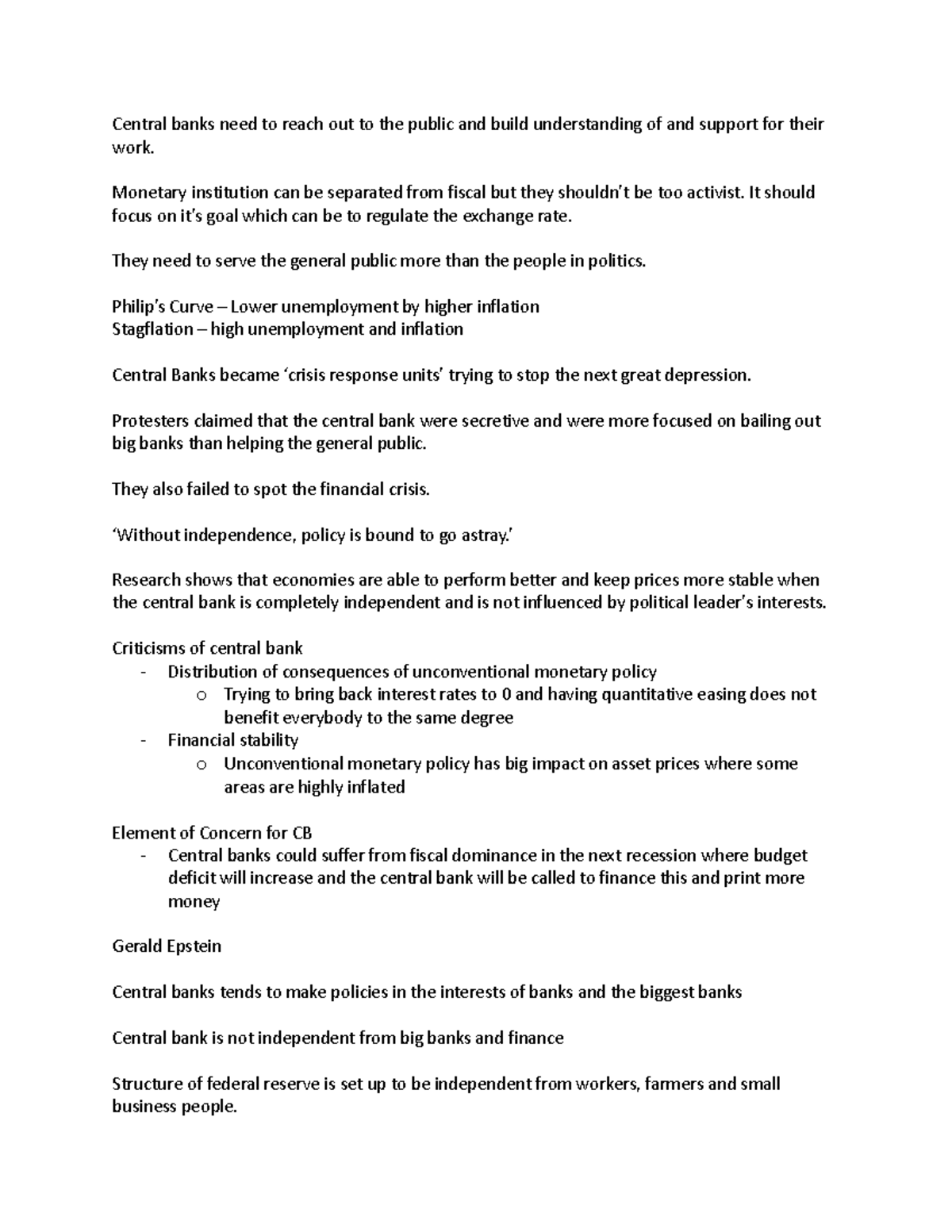 Central Banks Exercise - Central banks need to reach out to the public ...