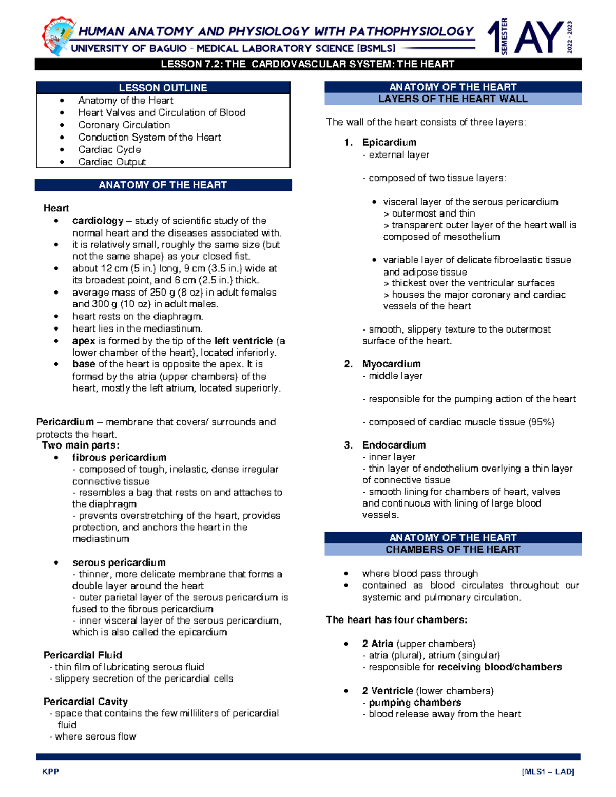 Lesson-7.-THE- Cardiovascular- System-THE- Heart - LESSON OUTLINE ...