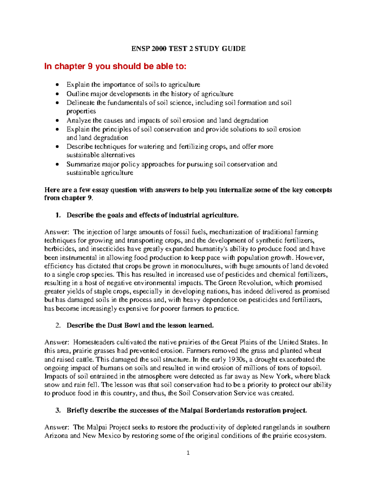 ENSP 2000 TEST 2 Study Guide - ENSP 2000 TEST 2 STUDY GUIDE In chapter ...