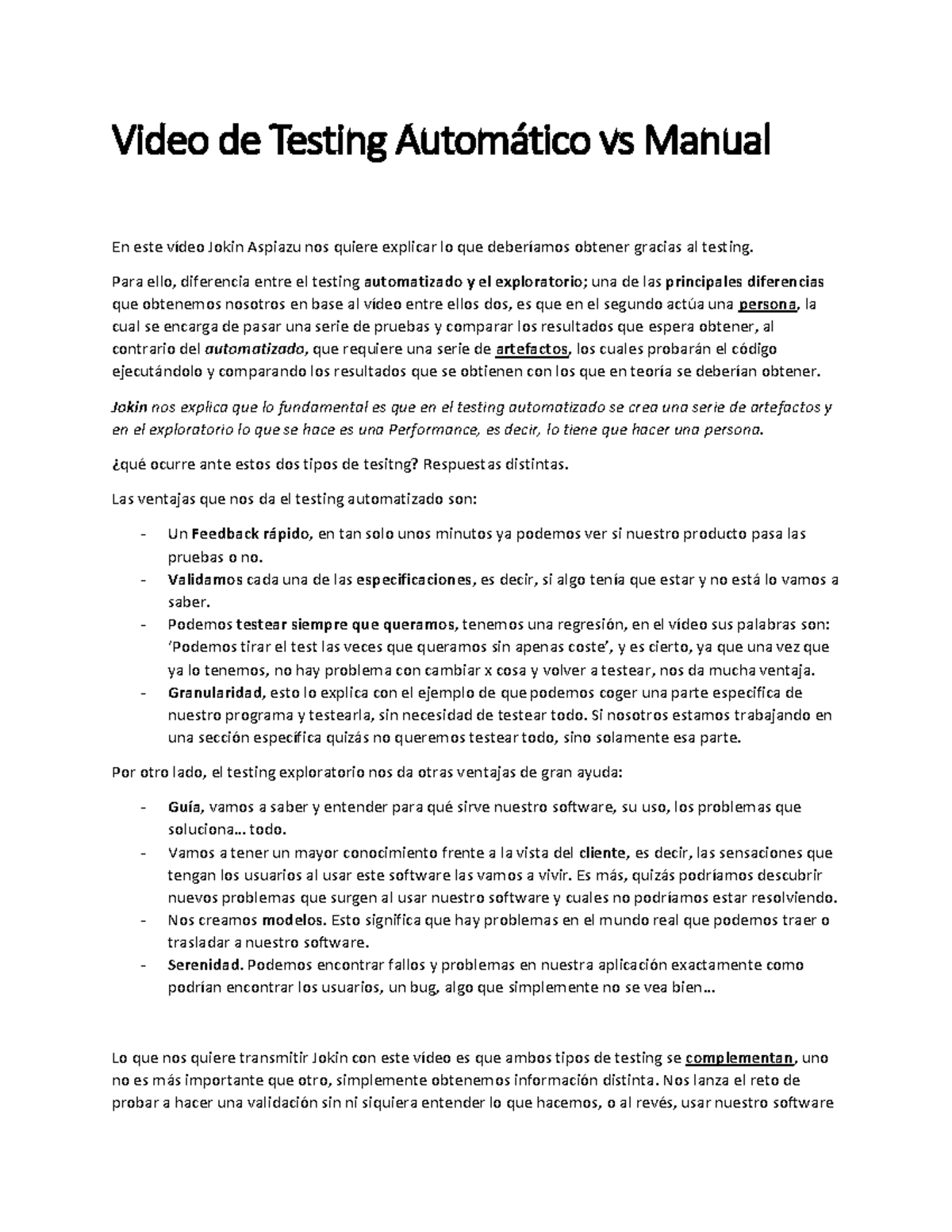 Testing Automático vs Manual - Para ello, diferencia entre el testing ...