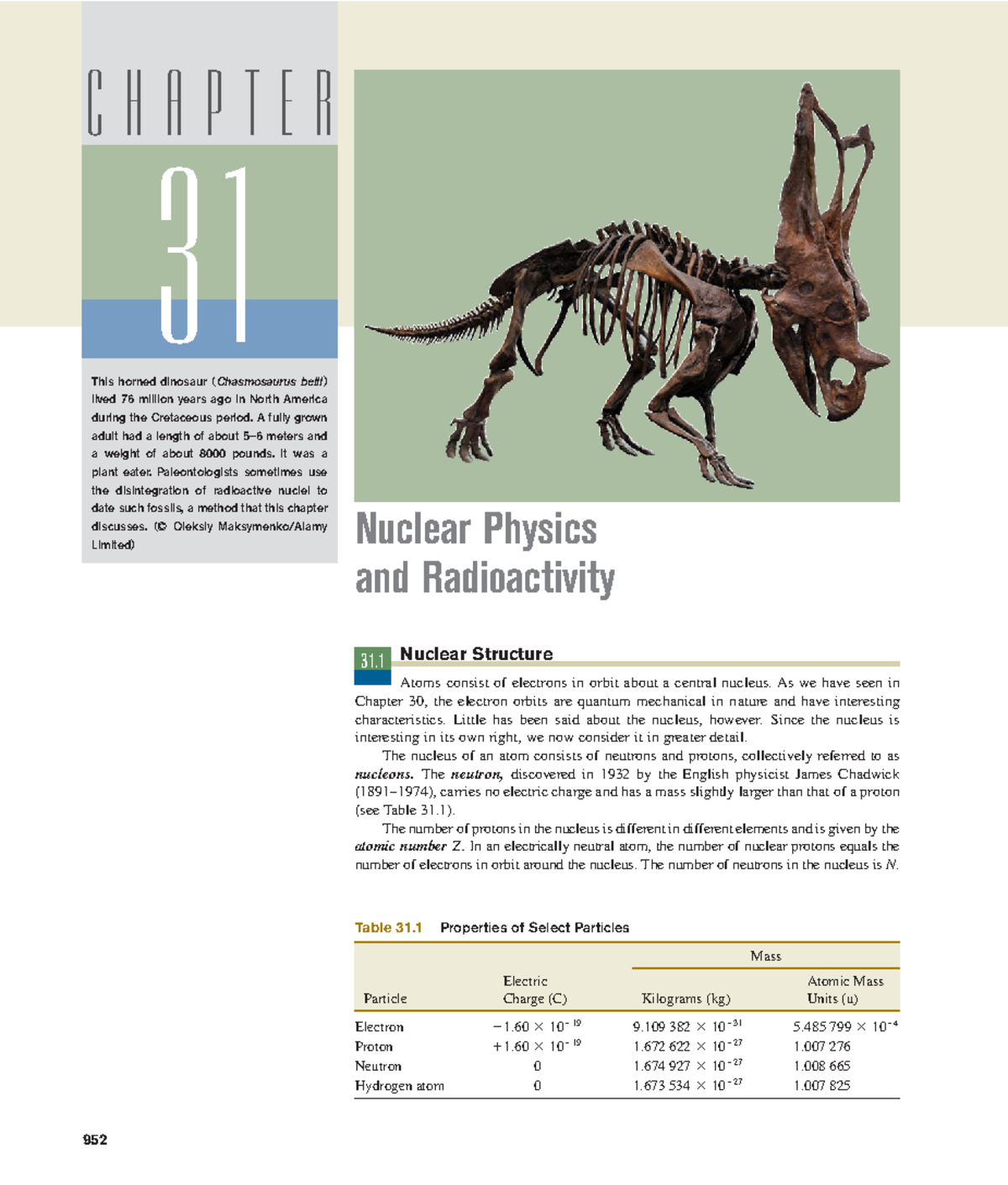 Chapter 31 - Nuclear Physics and Radioactivity - CHAPTER 31 This horned ...
