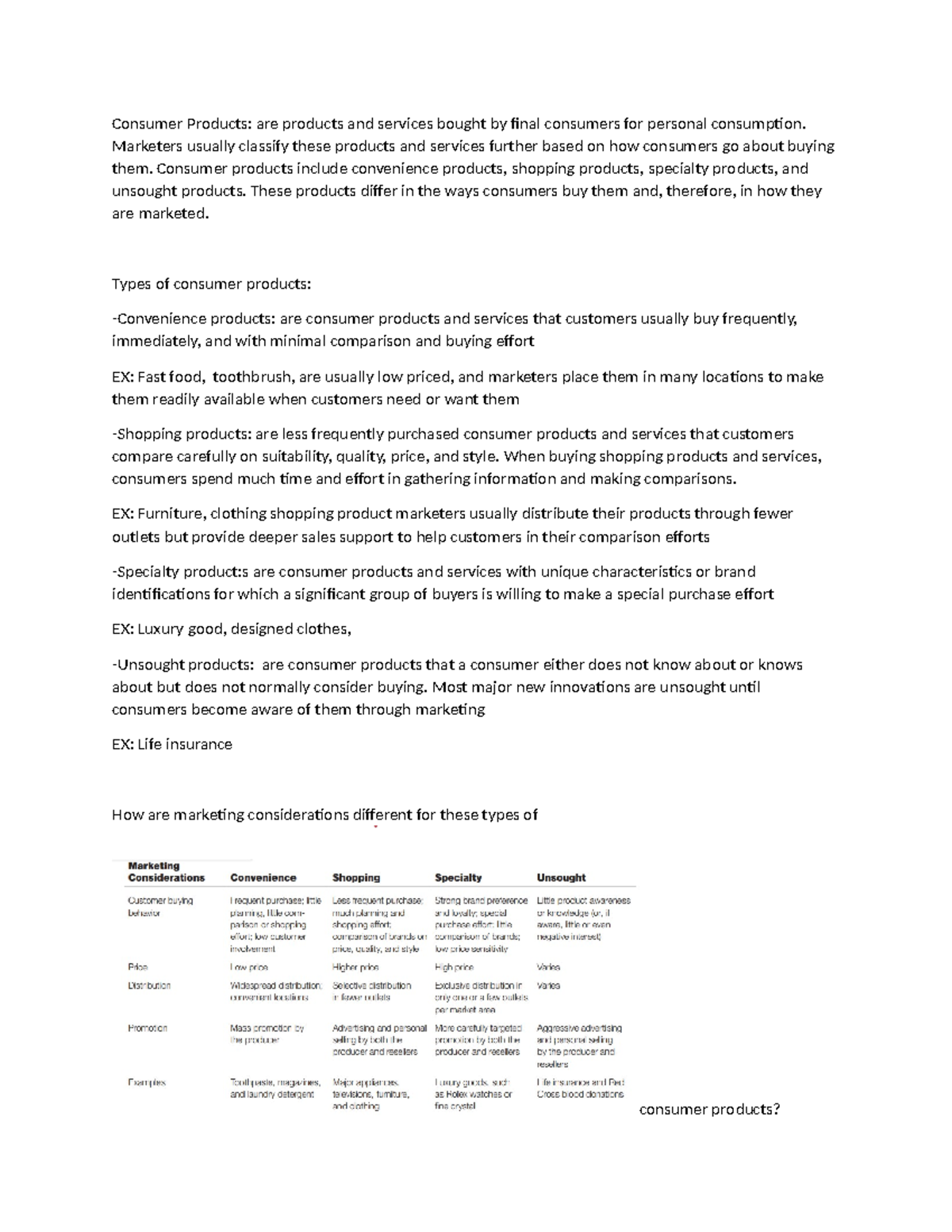 Cau-1 - Consumer Products: are products and services bought by final ...