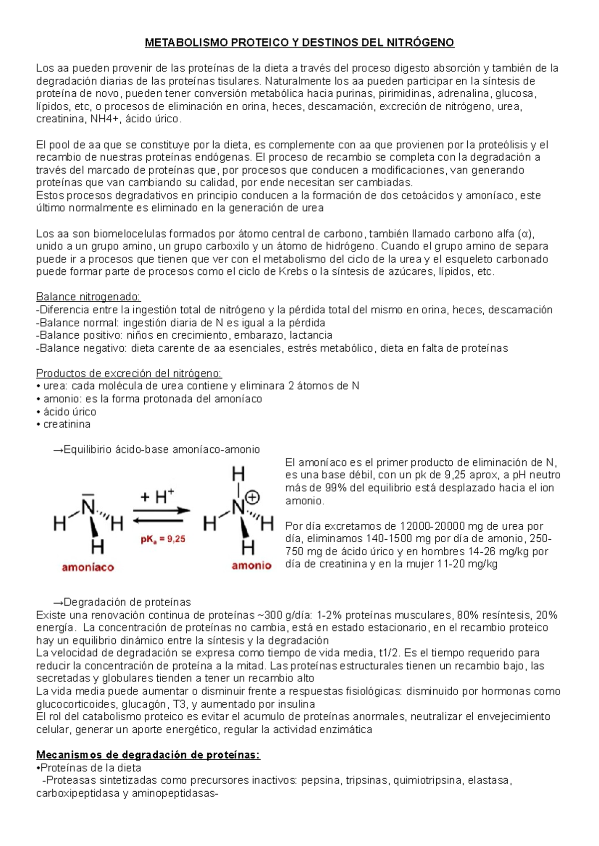 Metabolismo Proteico Y Destinos DEL Nitrógeno - METABOLISMO PROTEICO Y DESTINOS DEL NITRÓGENO ...