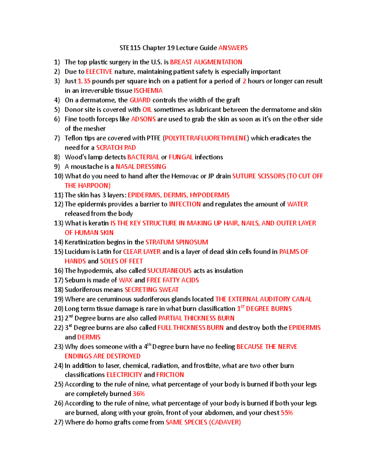 Ch19 Lecture Guide Answers - STE115 Chapter 19 Lecture Guide ANSWERS The top plastic surgery in ...