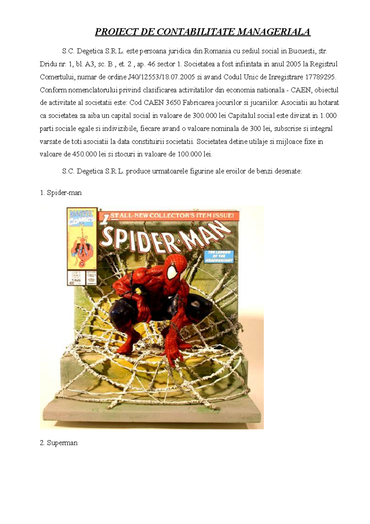 Proiect DE Contabilitate Manageriala - PROIECT DE CONTABILITATE ...