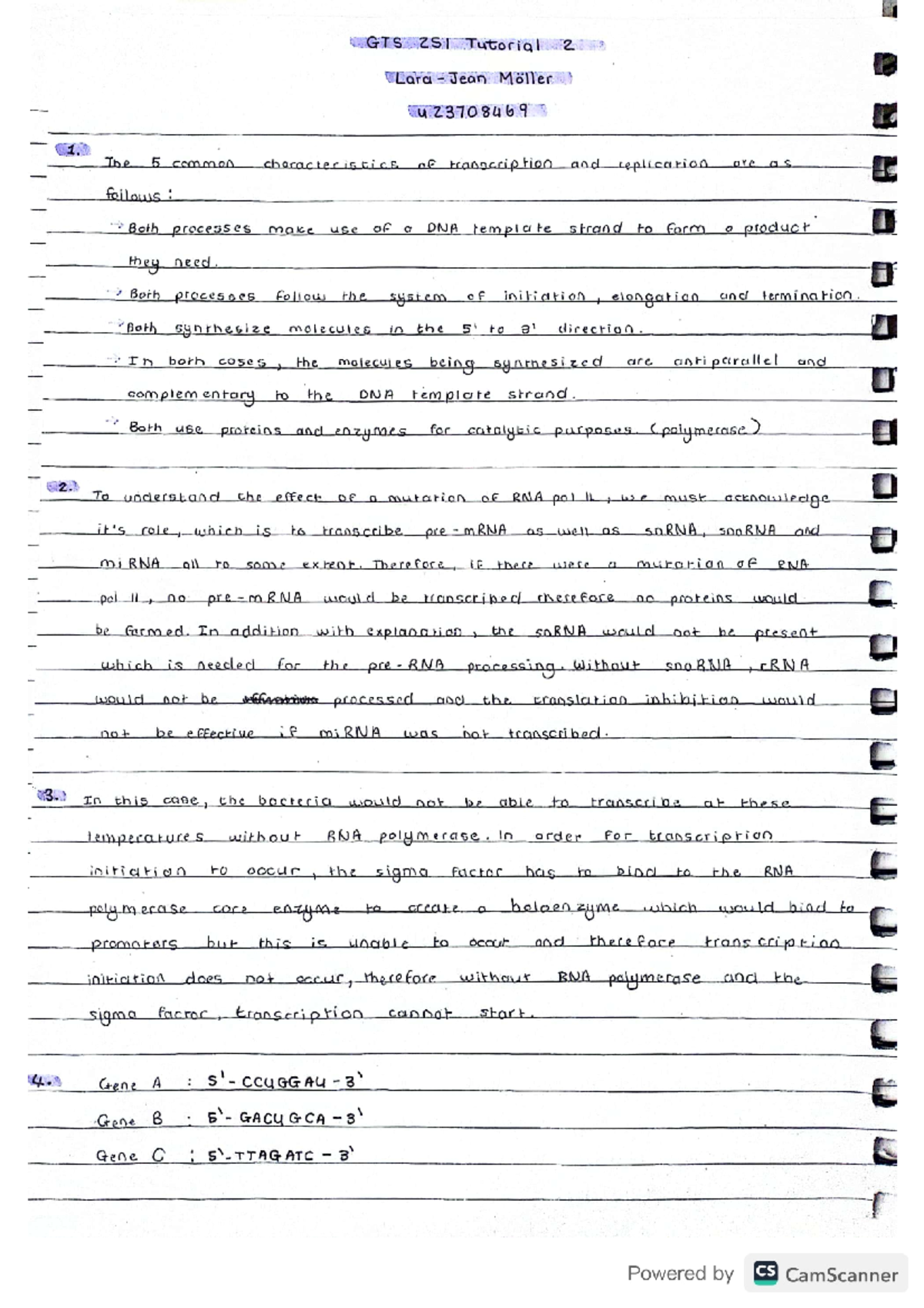 GTS251tutorial 2 - GTS ZSI Tutorial 2 Lara Jean Moller 423708469 1. The ...