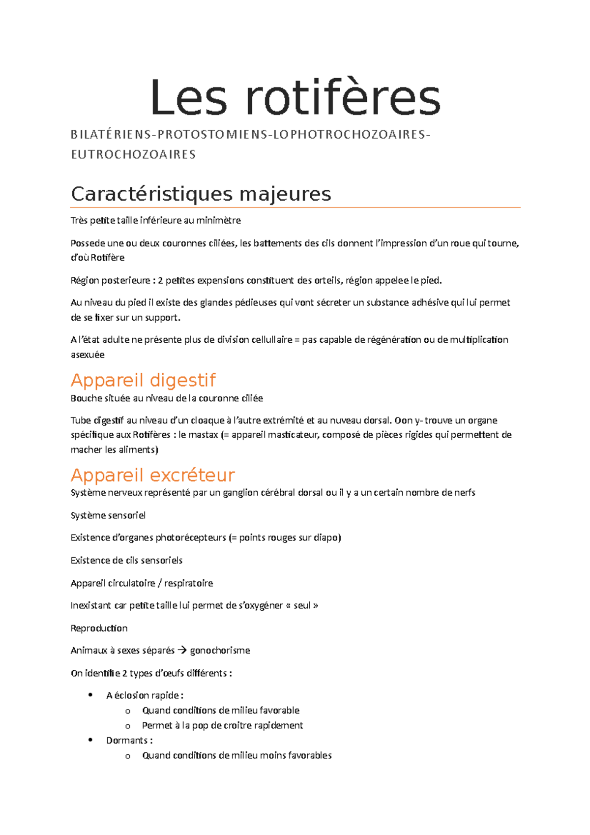 Les rotifères - Les rotifères BILATÉRIENS-PROTOSTOMIENS ...