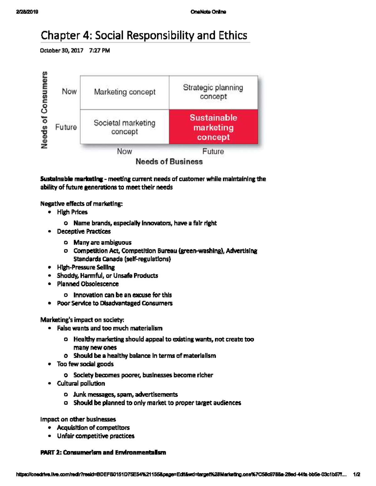 Social Responsibility & Ethics - 2/28/2019 OneNote Online Chapter 4 ...