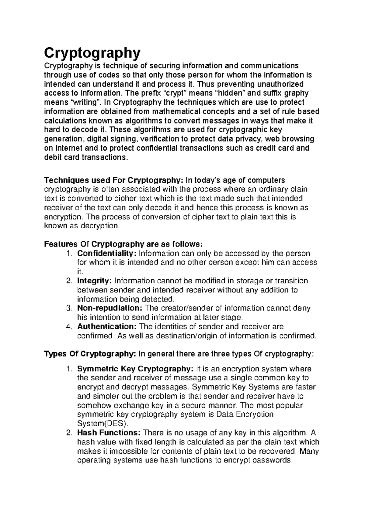 Cryptography - Cryptography Cryptography is technique of securing ...