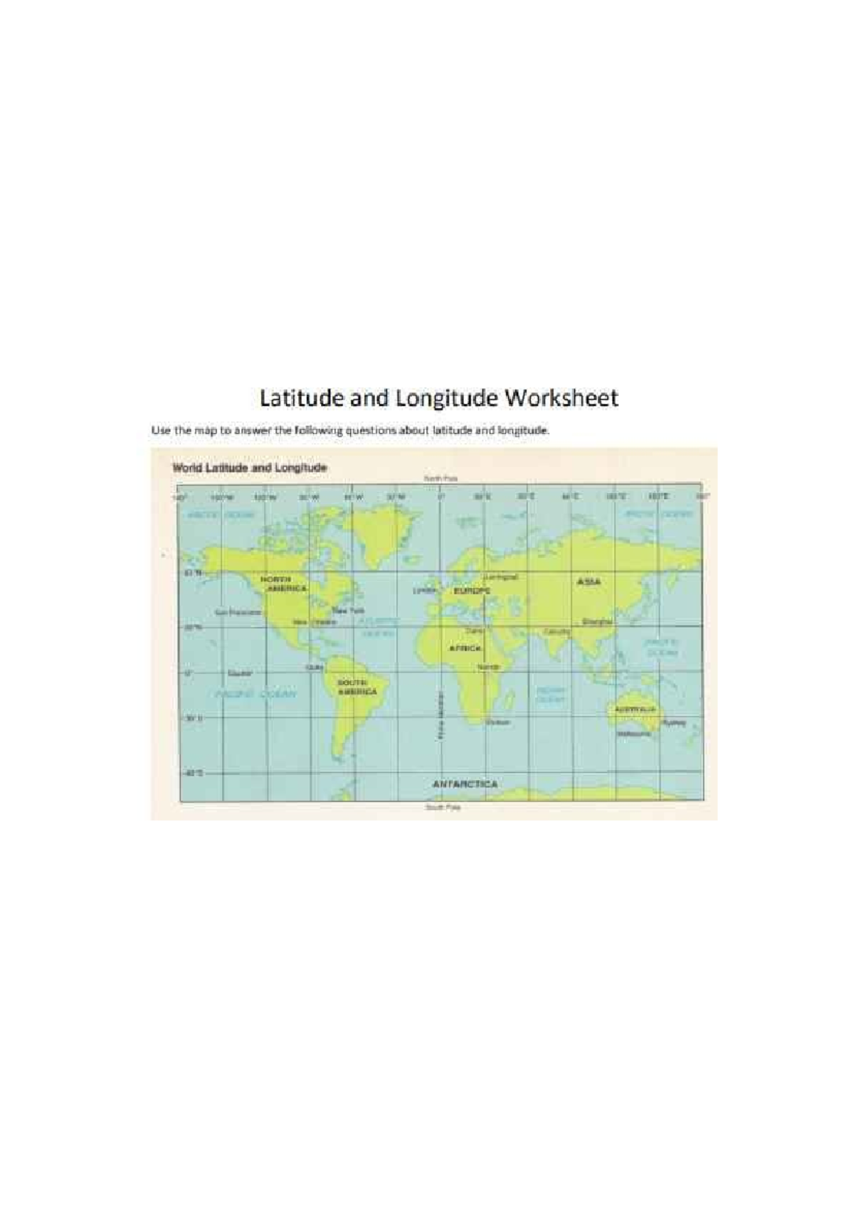 Download - 09jinu9 - Latitude and Longitude Worksheet Use the map to ...
