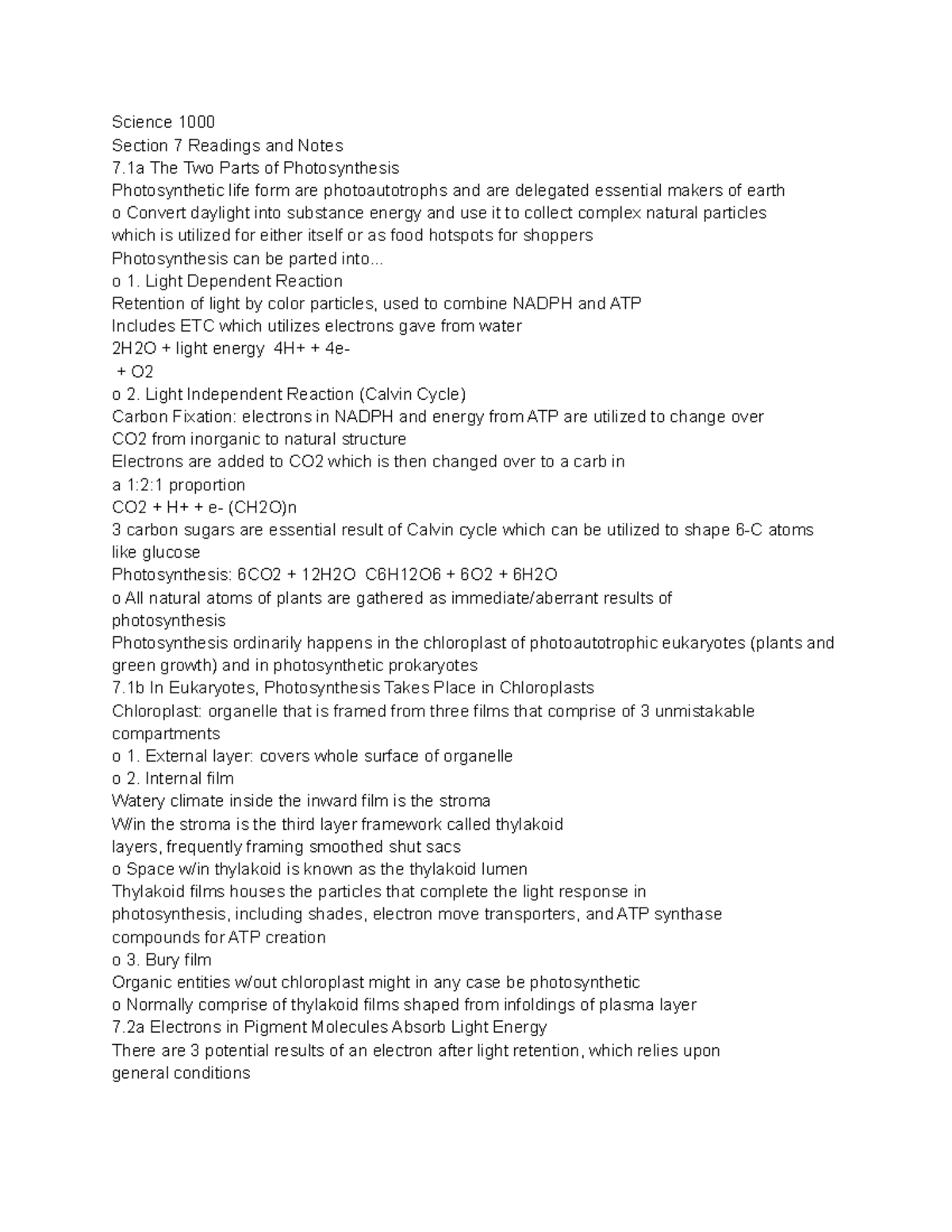 Molecular bio chpt 7 notes - Science 1000 Section 7 Readings and Notes ...