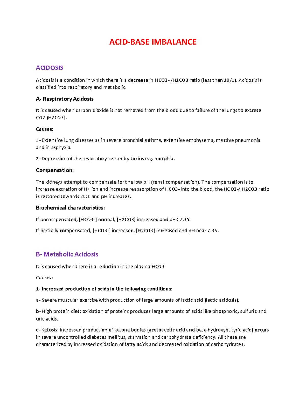 ACID-BASE Imbalance - normal function of acid base balance - ACID-BASE ...