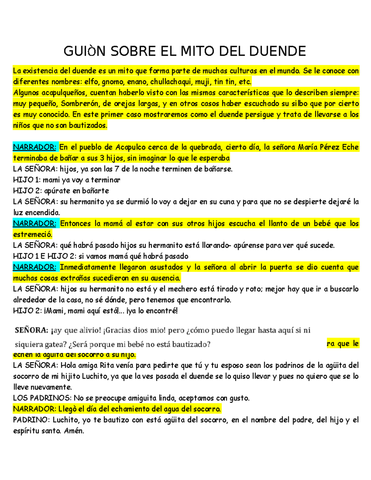 Guiòn Sobre LA Leyenda DEL Duende - GUIÒN SOBRE EL MITO DEL DUENDE La ...