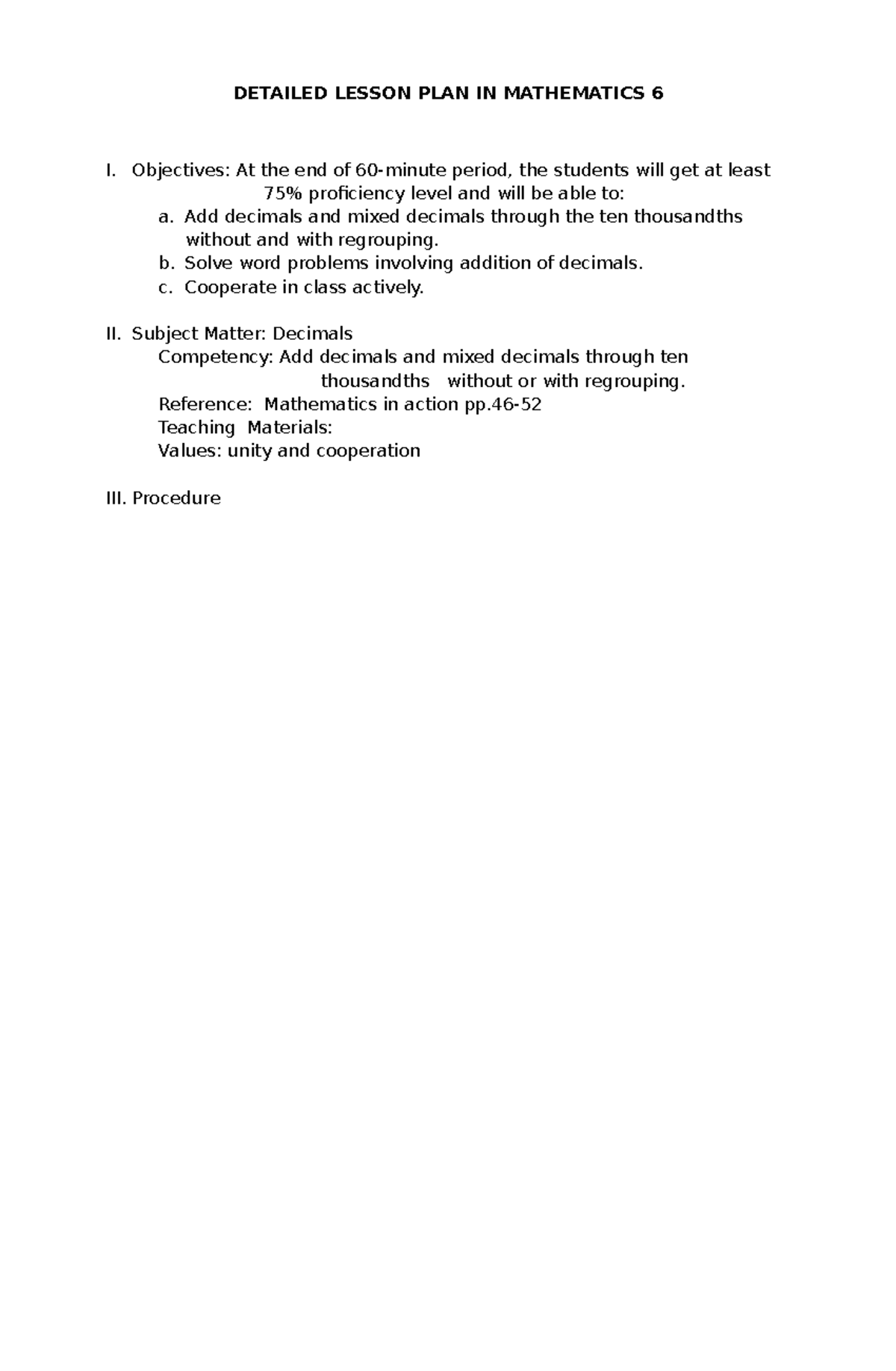 Josirene Detailed Lesson Plan in Mathematics 6 - DETAILED LESSON PLAN ...