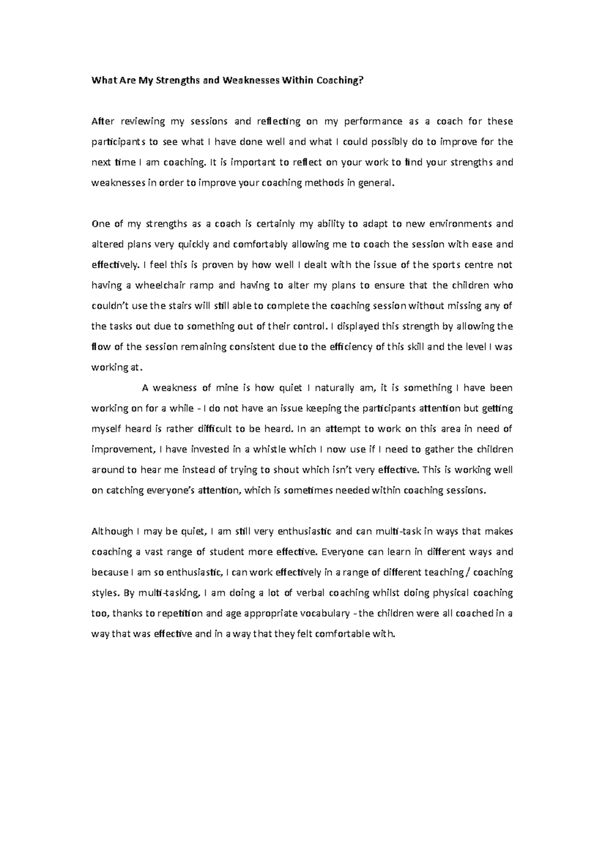 What Are My Strengths and Weaknesses Within Coaching - It is important ...